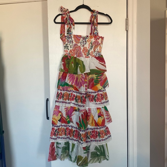 FARM Rio | Dresses | Farm Rio Tropical Midi Tiered Dress Xs | Poshmark